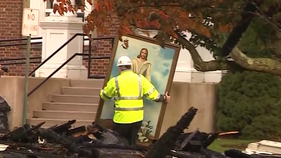 Painting of Jesus survives devastating fire in historic Wakefield church