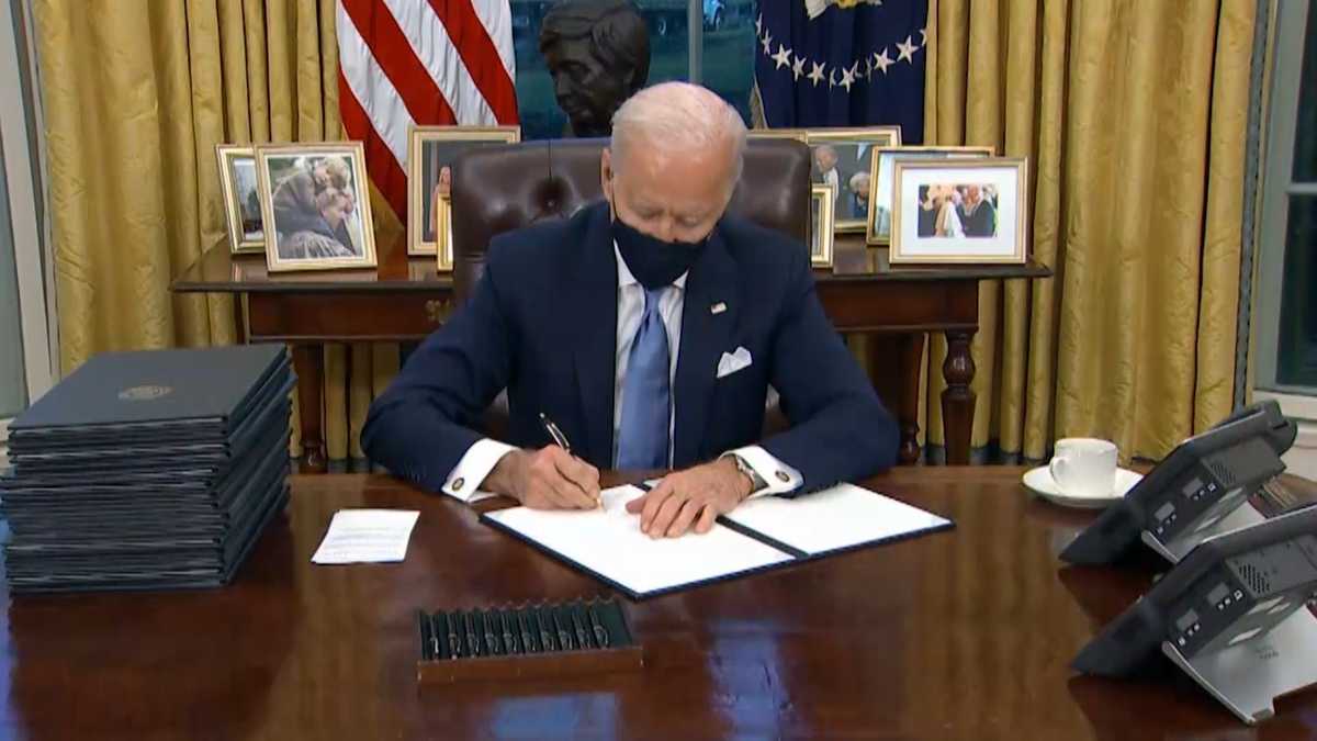President Biden signs 17 executive orders on first day in office