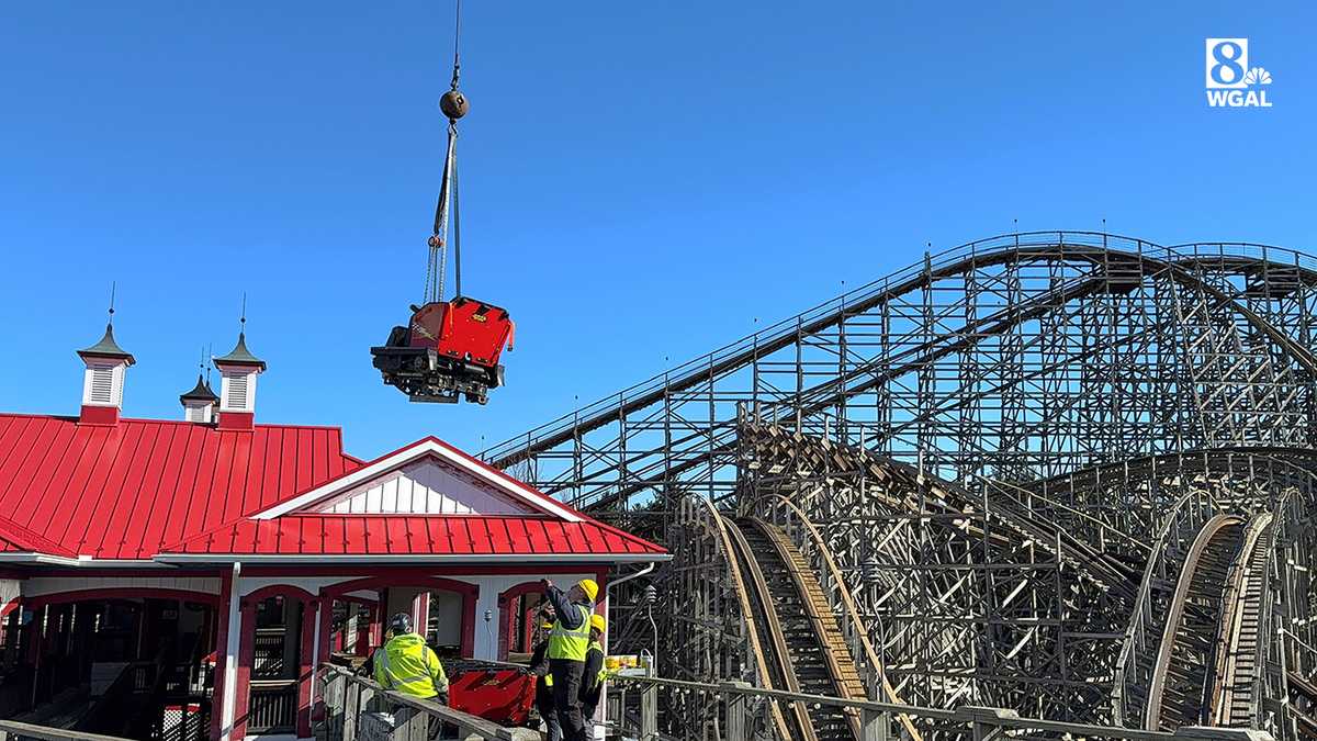 Hersheypark roller coaster cars lifted back onto tracks for spring season