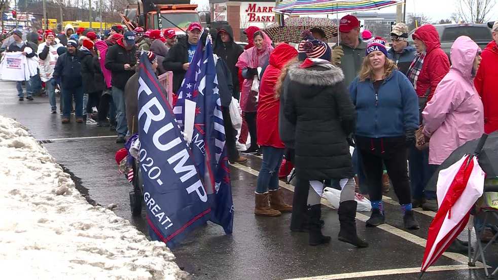 Trump supporters wait in line for hours ahead of NH rally
