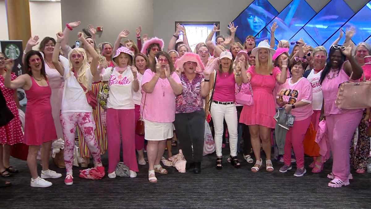 Barbie girls: Big group of gal pals in Mass. celebrates new movie