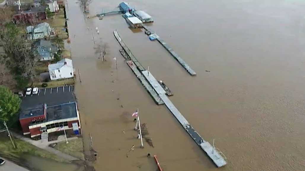 Aerial look: New Richmond hit hard by flooding