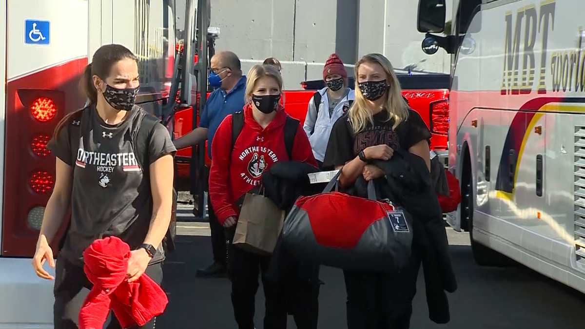 Northeastern women's hockey team back home after historic Frozen Four run