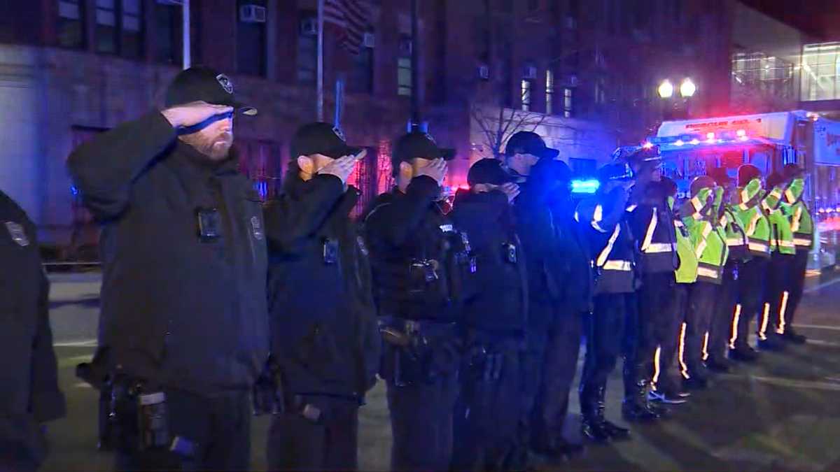 RAW video: Officers salute procession for fallen Mass. State Trooper ...