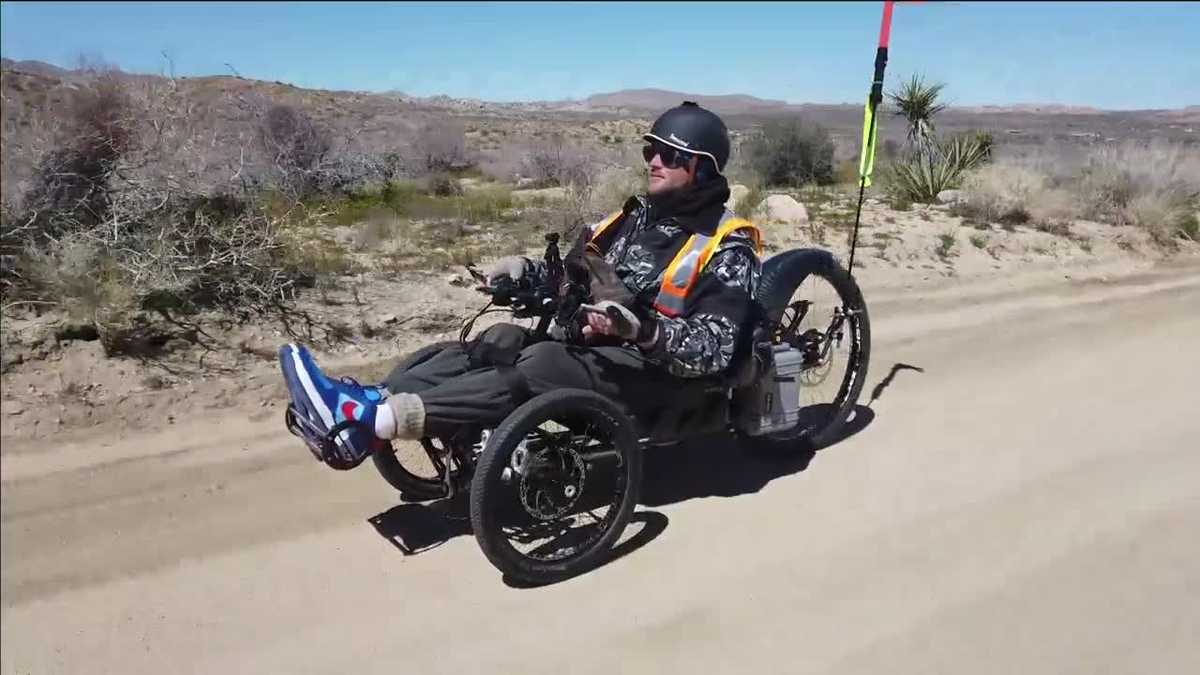 Man riding wheelchair across country makes stop in Oklahoma