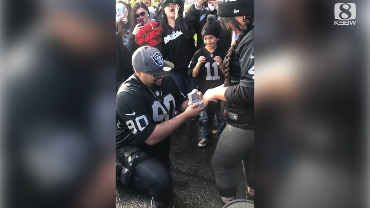 Watsonville couple gets engaged at Raiders game