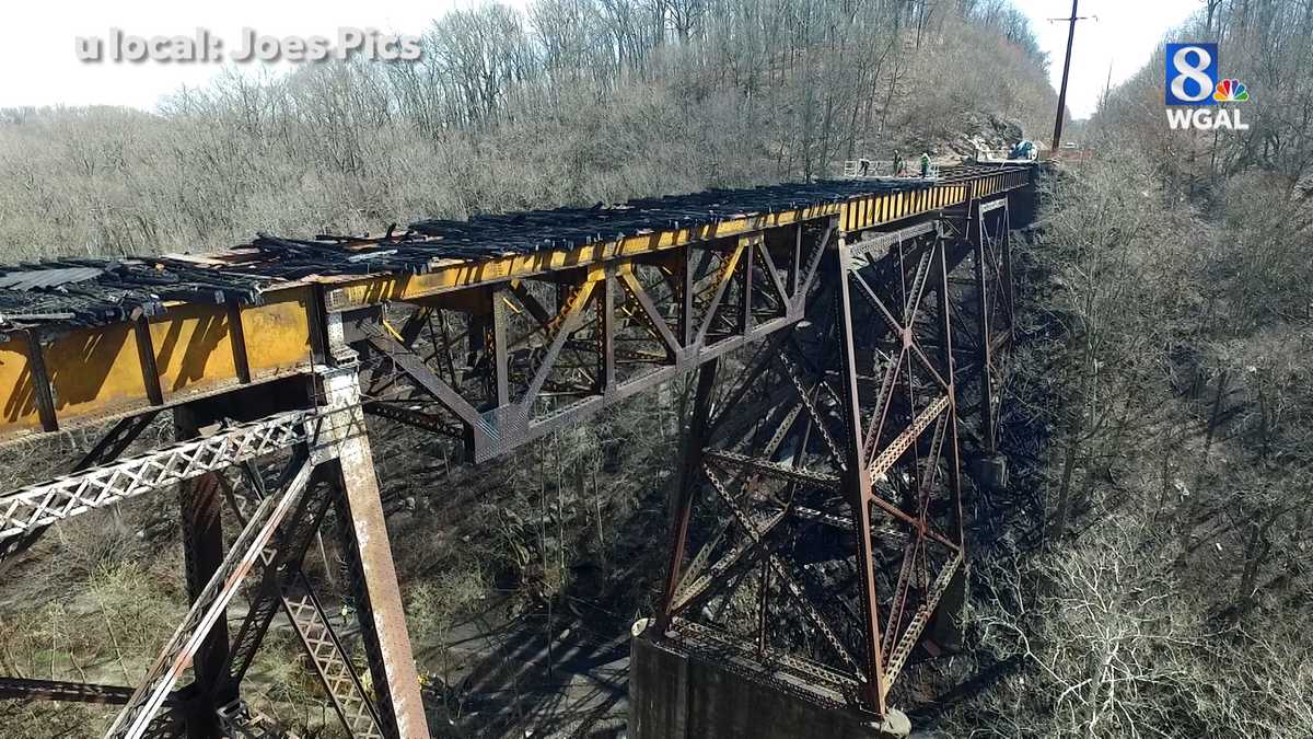Drone Video: Trestle bridge fire damage more than $1 million