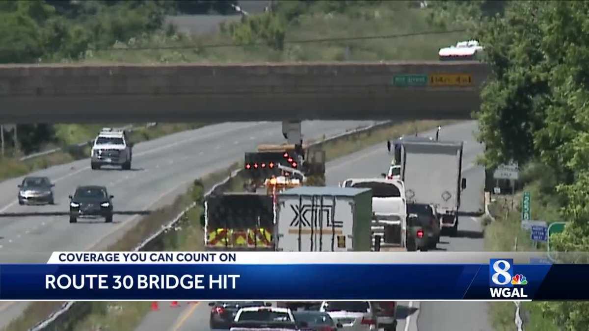 Repairs being made to bridge over Route 30 after crane hits it