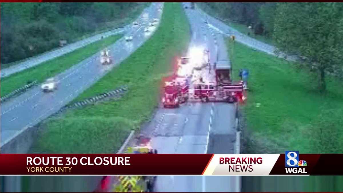 Vehicle fire cleared on Route 30 in York County, Pa.