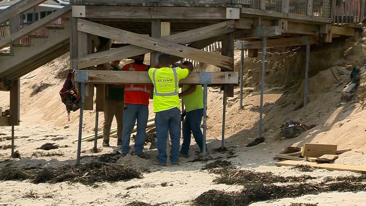Repairs of storm-damaged access points begin at popular North Shore beach