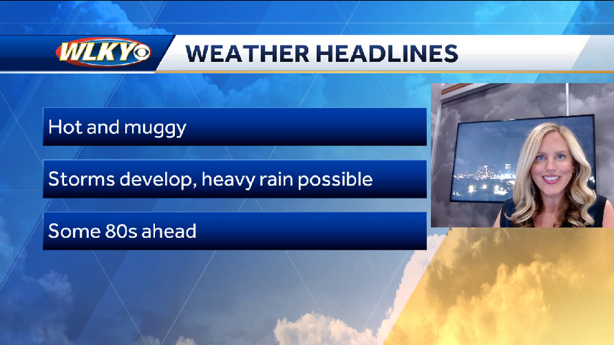 Saturday: muggy with spotty storms possible