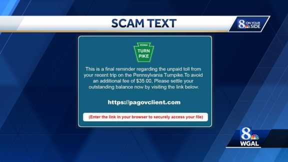Scam text about unpaid Pennsylvania Turnpike toll continues to circulate
