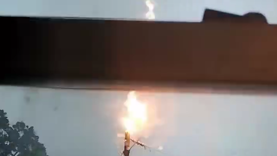 VIDEO: Lightning hits telephone pole in Madison County