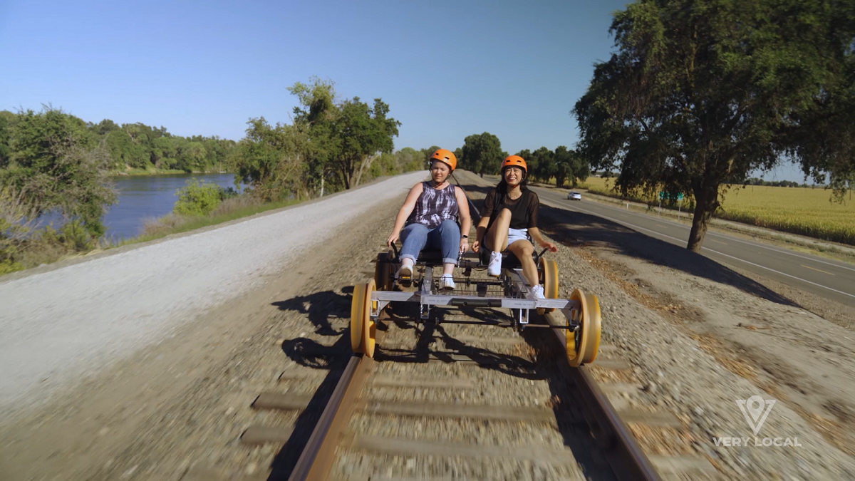 Ride on the train tracks through Yolo County countryside with the River ...