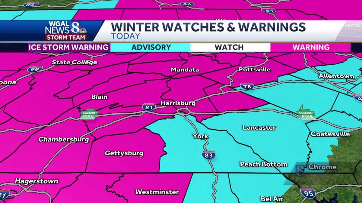 Winter Storm Warnings Watches Issued For South Central Pa