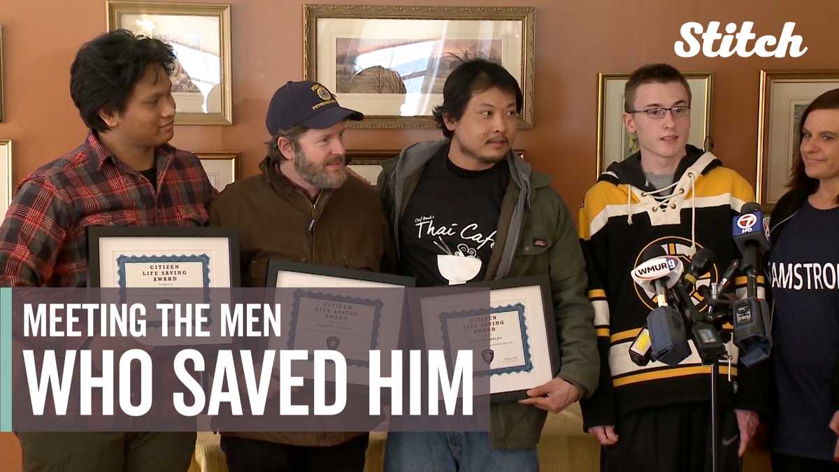 Teen who survived fiery crash meets men who helped save his life