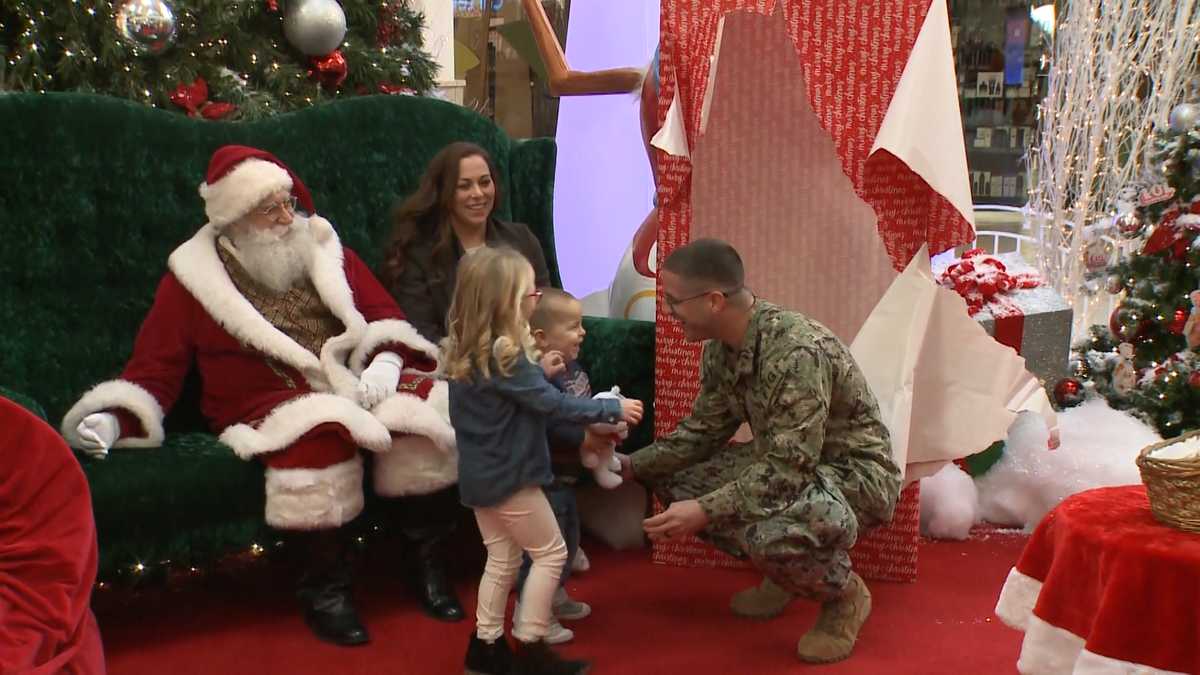 Christmas comes early for family when Navy father returns home
