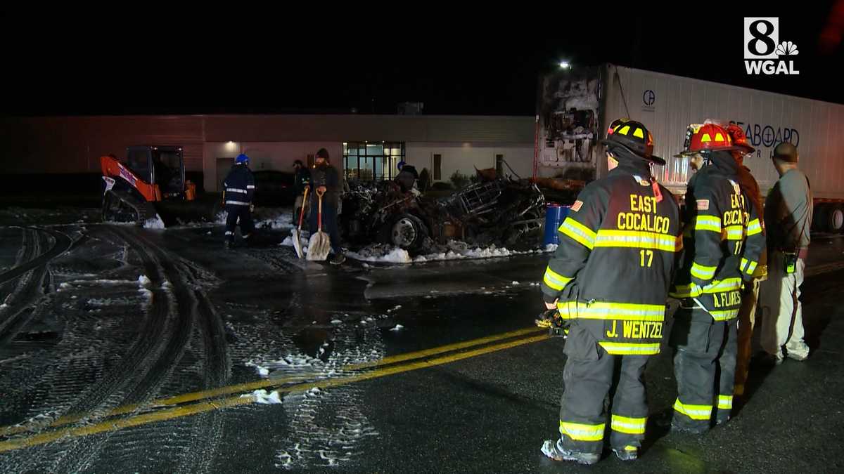 Fire destroys tractor-trailer in Lancaster County, Pa.