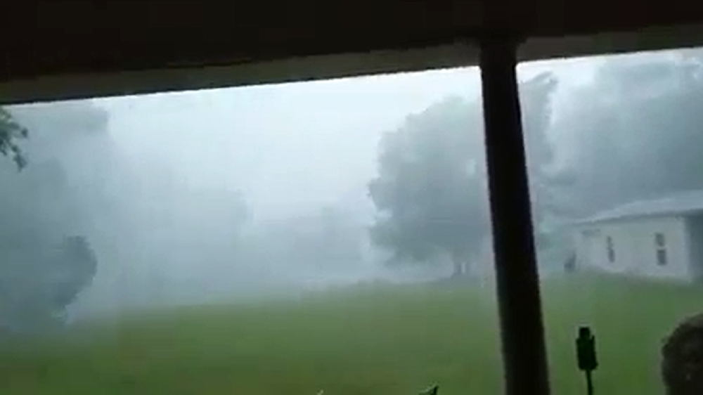 Georgia: Video shows severe storm toppling tree outside home