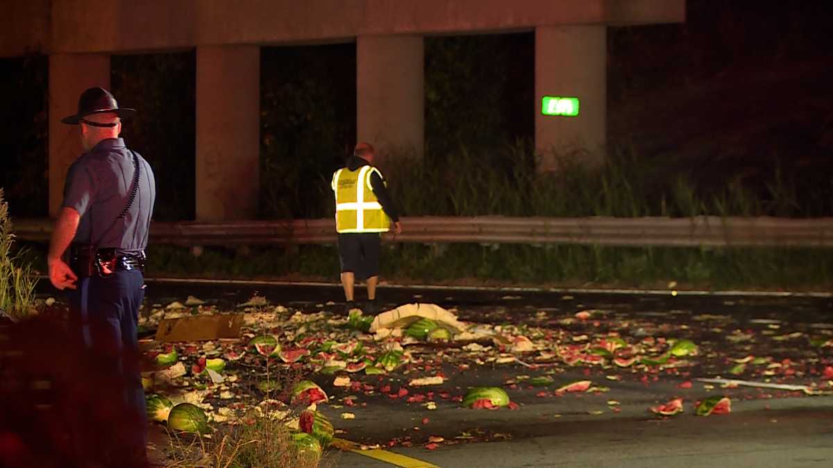 Mass. tractor-trailer crash sends hundreds of watermelons crashing onto ...