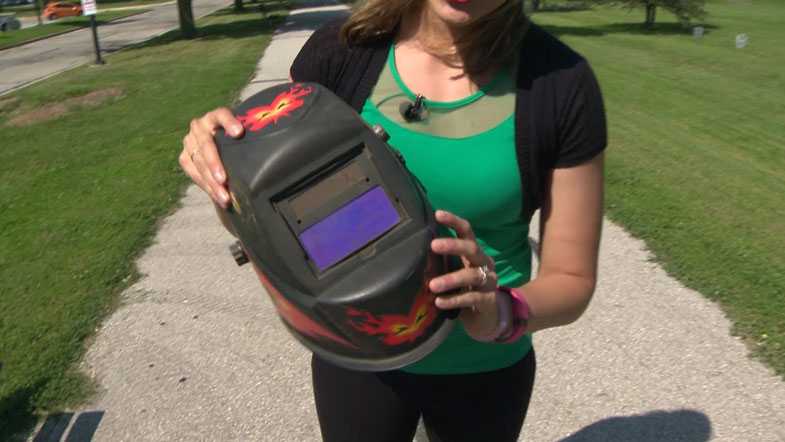 Welding helmet -- with proper lens -- can be used to view eclipse