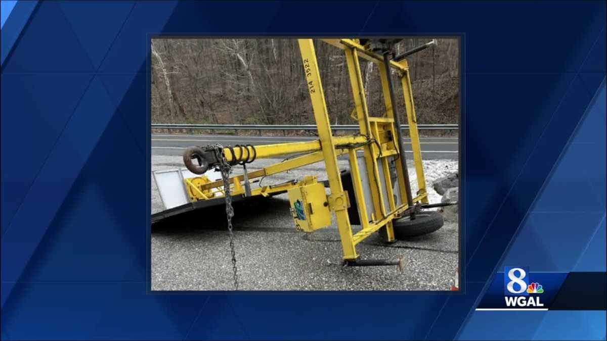 Winds topple PennDOT digital message board in Adams County, Pa.