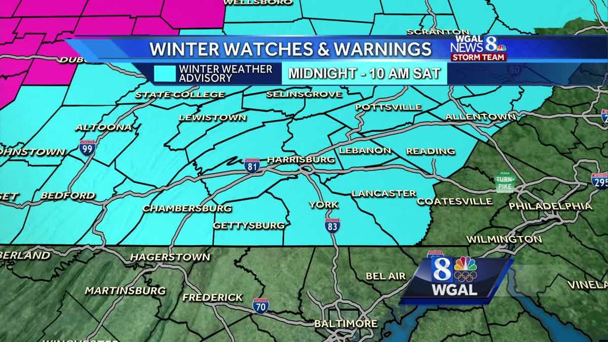 Winter weather advisory goes into effect Saturday