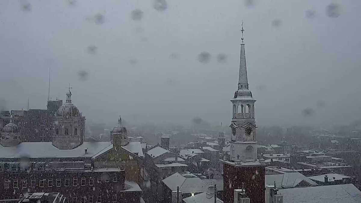 LIVE Sky Cam: Snow falls in York